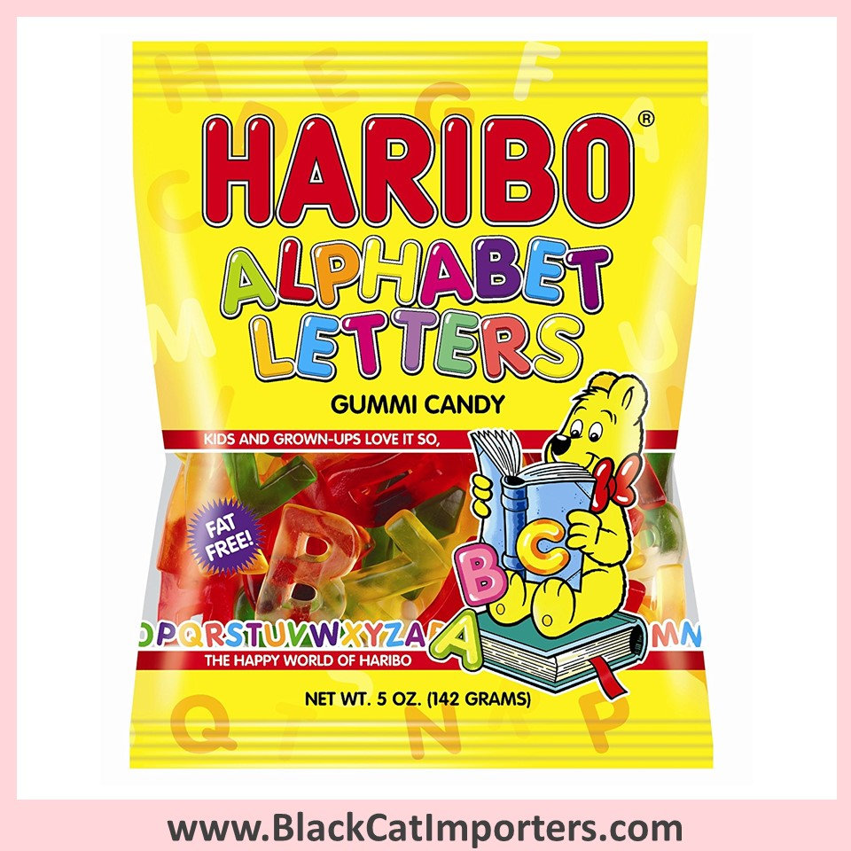 Haribo Gummies / Alphabet Letters / Peg Bag | Black Cat Importers | Ontario