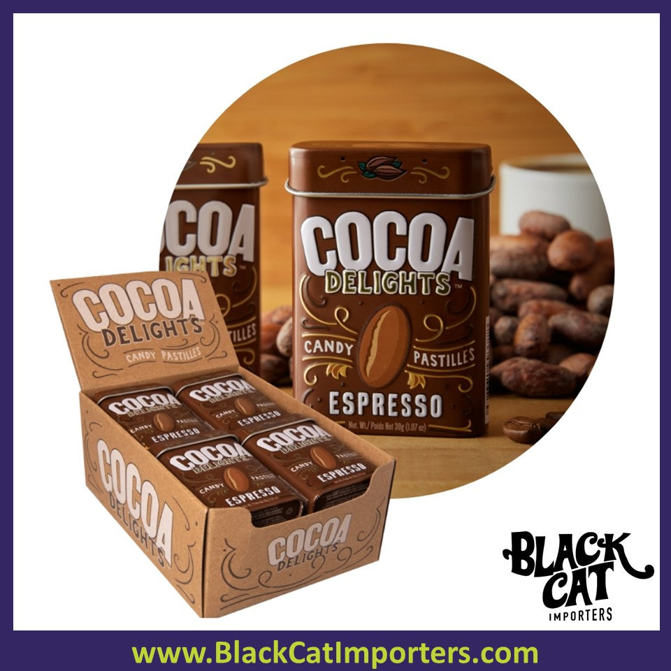 Cocoa Delights Espresso 12ct Display | Black Cat Importers | Ontario