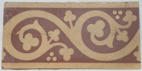 Foliate scroll - terracotta and buff | pugin-tiles