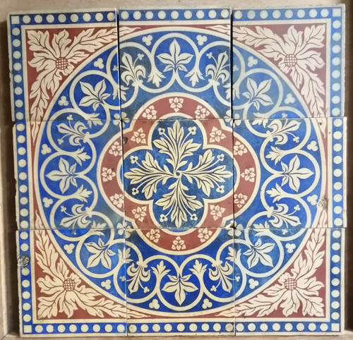 Magnificent A.W.N. Pugin nine tile panel by Minton & Co | pugin-tiles