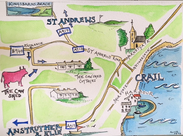 Map painted by Alice Peto | The Cow Shed Crail - Unique Fife Wedding ...
