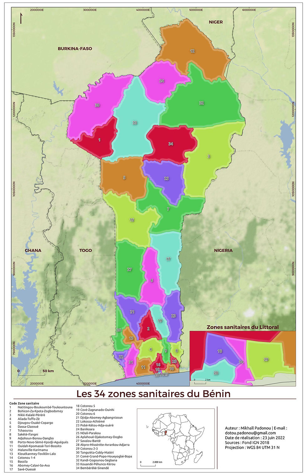 Zones sanitaires du Bénin