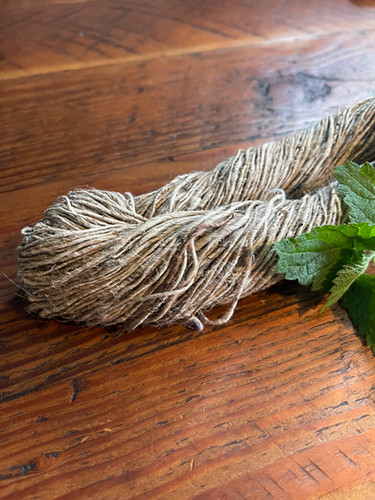 Natural hand spun nettle yarn | Wonky Weaver