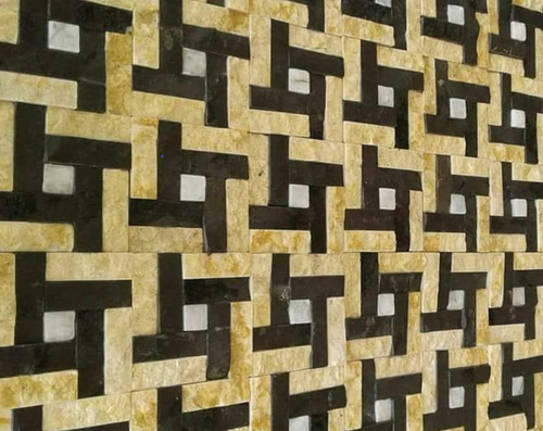 Golden Yellow Limestone & Black Basalt Split Face Tiles | Citadel Stone Ltd