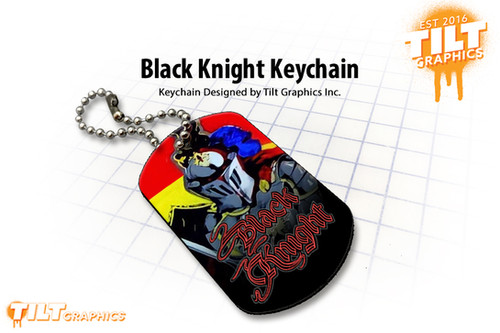 Black Knight Dog Tag Keychain | tilt-graphics-inc