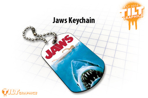 Jaws Dog Tag Keychain | tilt-graphics-inc
