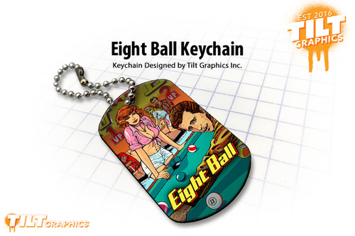 Eight Ball Dog Tag Keychain | tilt-graphics-inc