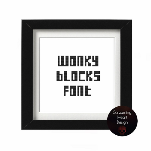 Wonky Blocks - Cross Stitch Alphabet Chart | ScreamingHeartDesign