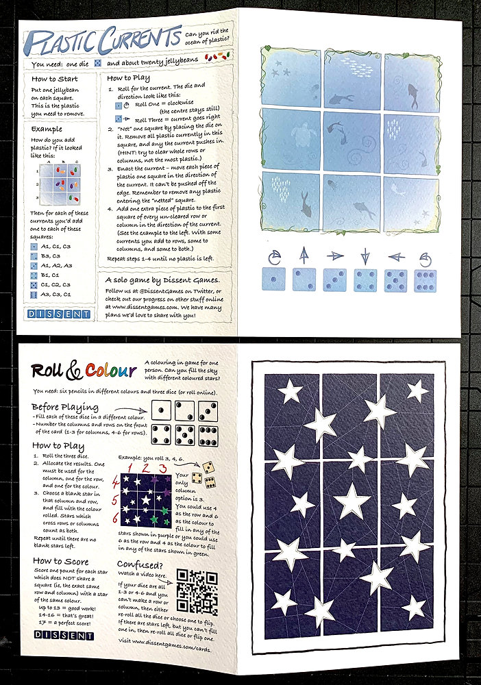 Roll & Colour boardgame Christmas cards