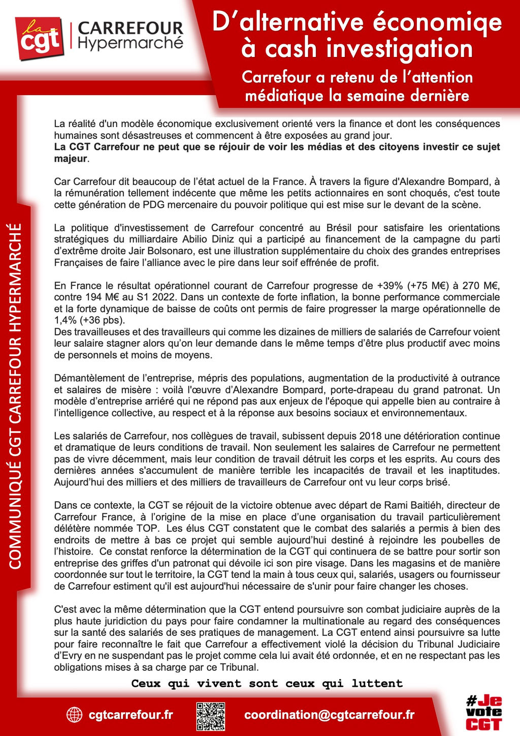 CGT carrefour Hypermarché | Nous ne sommes NI à vendre NI à louer | On ...