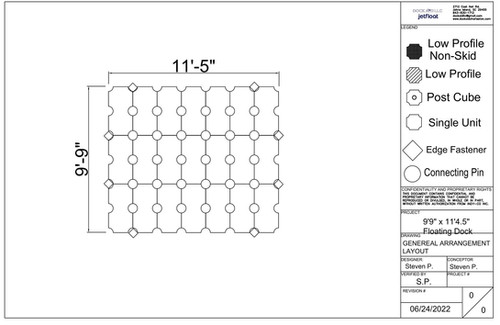 9' 9" x 11' 4.5" Floating Dock Plan | Jetfloat-SC