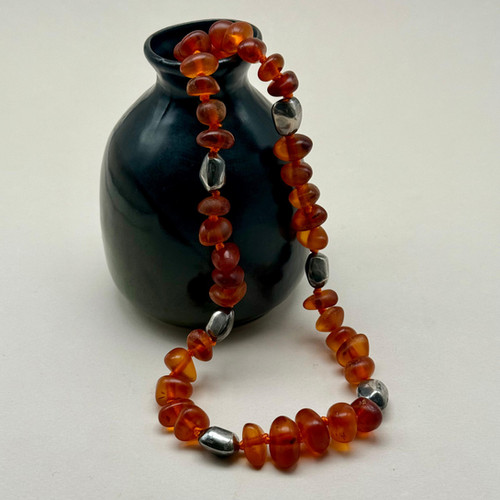 Buy Amber and Silver Bead Necklace | Lali Jewellery