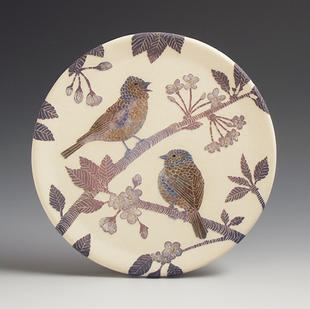 Sgraffito ceramic birds
