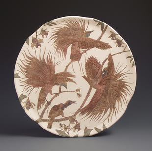 Sgraffito ceramic birds