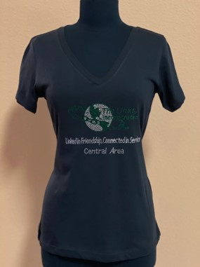The LINKS, Incorporated Green & Clear Logo Rhinestone V-Neck Shirt | SA ...