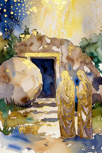 Mary and Mary Magdalene Visit the Empty Tomb on Resurrection Morning ...