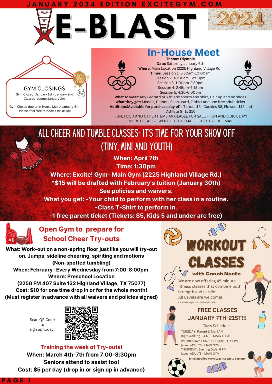 E-Blast Newsletter | Excite! Gym & Cheer