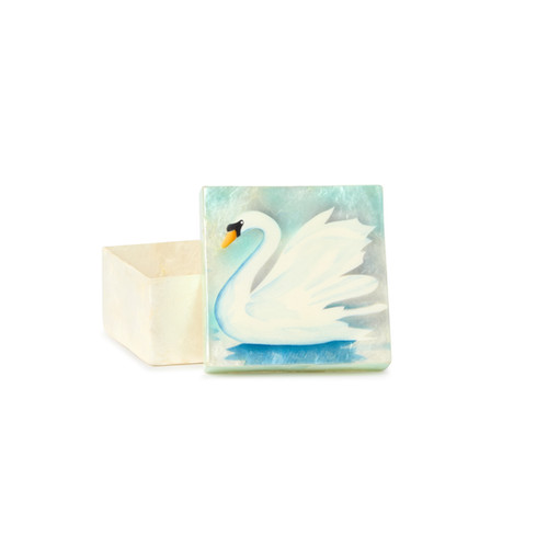 Oyster Shell Swan Trinket Box | Swan Coach House
