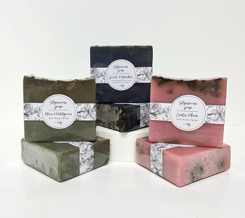 Soap Slices with Rose Petals | Aurora Soaps