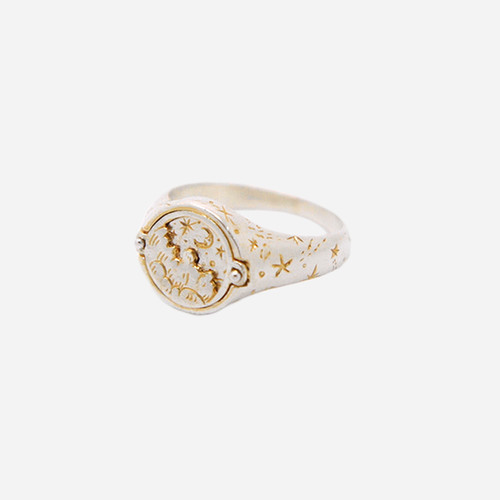 Sun & Moon Magical Dial Ring, Silver & Gold Plated | manom-jewellery