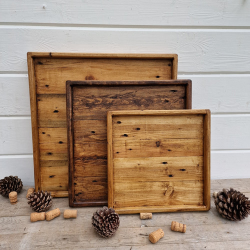 Shallow Rustic Reclaimed Wooden Ottoman Tray Artimber Touch