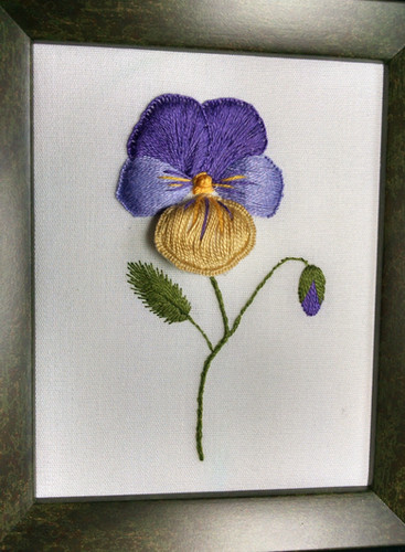 Pansy - Beginning Stumpwork, Cotton Thread, Class and Kit | Judy Stitches