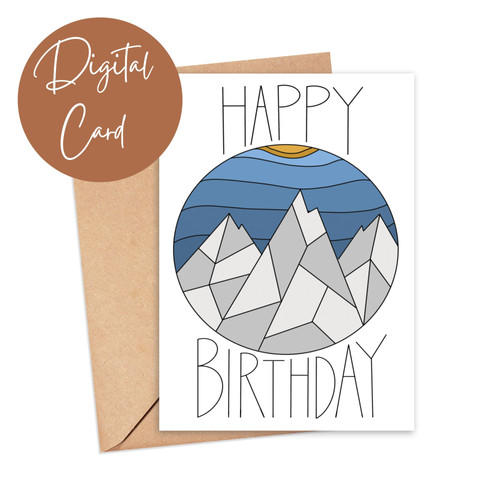 Happy Birthday Mountains Digital Printable Card | Simply Happy Cards