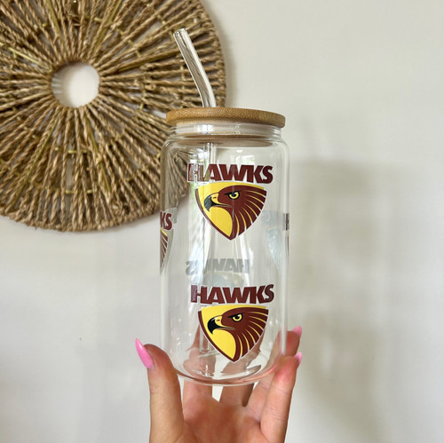 Hawks Glass Can Cups | Scrunch and Bands