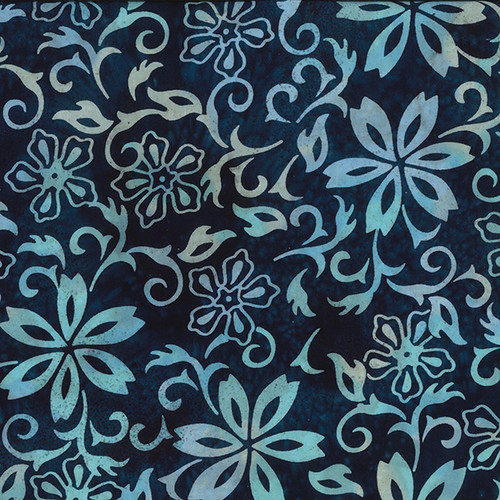 Navy blue Floral Batik Fabric | Batik Fabric | Crafty Mammy Fabrics