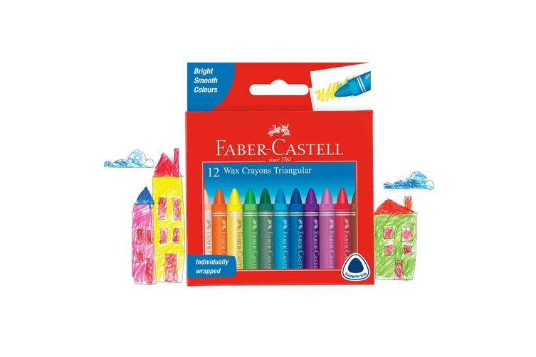 Faber-Castell Wax Crayon Triangular 12 pack | TEW