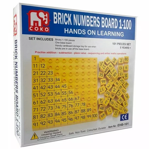 Coko Cube Brick Hundreds Board with 10×10 stud base plate (Ages 5+) | TEW