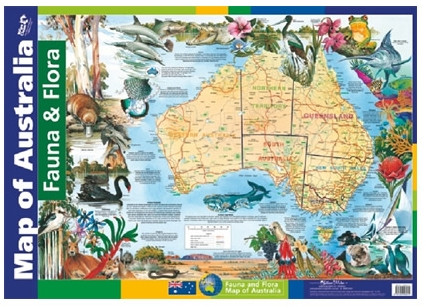 Map of Australia Fauna & Flora Wall Chart | TEW