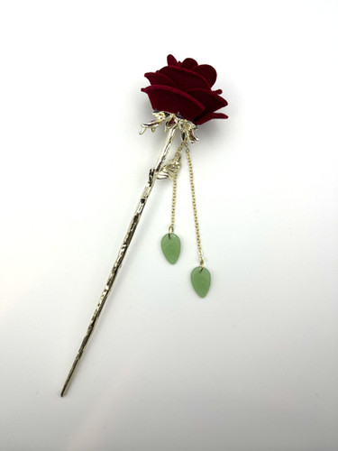 Hairpin Velvet Red Rose Hair Pin | QT3E Treasures