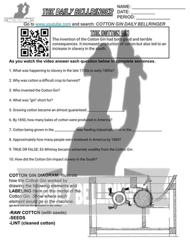 The Cotton Gin Worksheet | Mysite