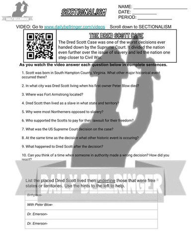 The Dred Scott Case Worksheet | Mysite