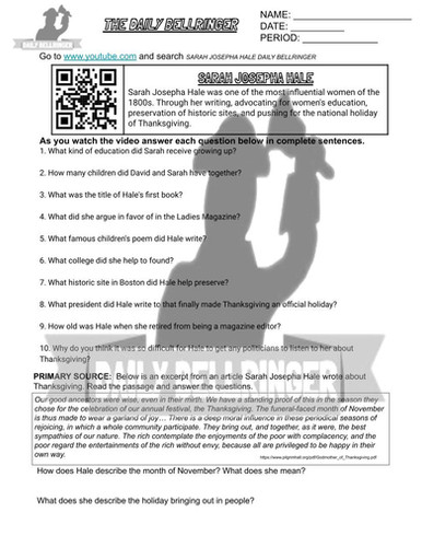 Sarah Josepha Hale Worksheet | Mysite