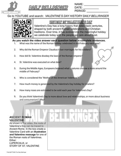 History of Valentine's Day Worksheet | Mysite