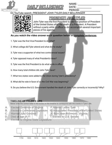 President John Tyler Worksheet | Mysite