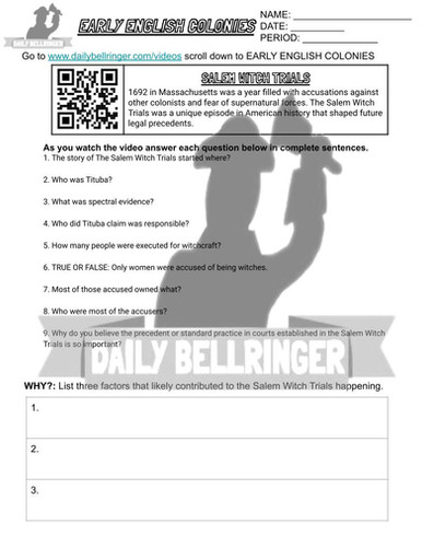 Salem Witch Trials Worksheet | Mysite
