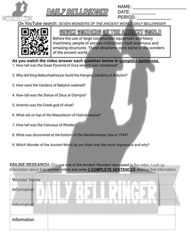 Seven Wonders of the Ancient World Worksheet | Mysite
