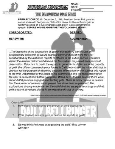 California Gold Rush Worksheet | Mysite