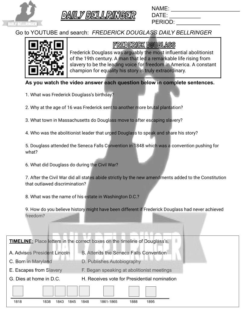 Frederick Douglass Worksheet | Mysite