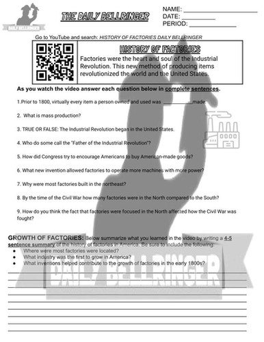 History of Factories Worksheet | Mysite