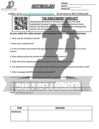 Abolitionists Movement Worksheet | Mysite
