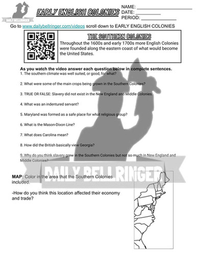 The Southern Colonies Worksheet | Mysite