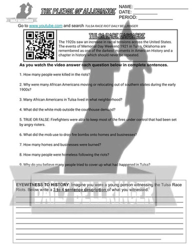 Tulsa Race Riots Worksheet | Mysite
