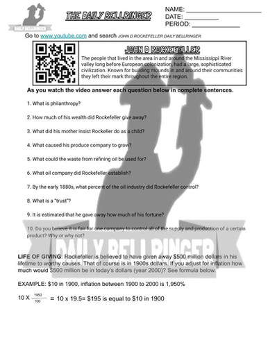 John D Rockefeller Worksheet | Mysite