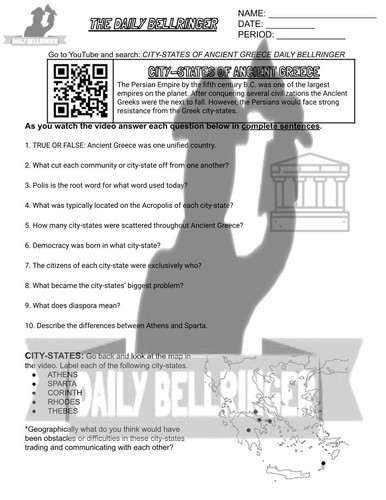 City-States of Ancient Greece Worksheet | Mysite