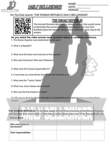 The Roman Republic Worksheet | Mysite