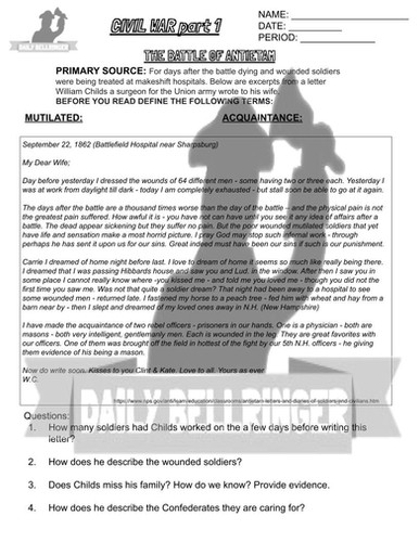 Battle of Antietam Worksheet | Mysite